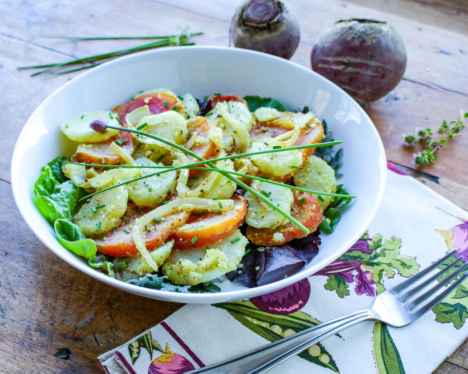 German Potato Beet Salad - Sharon Palmer, The Plant Powered Dietitian